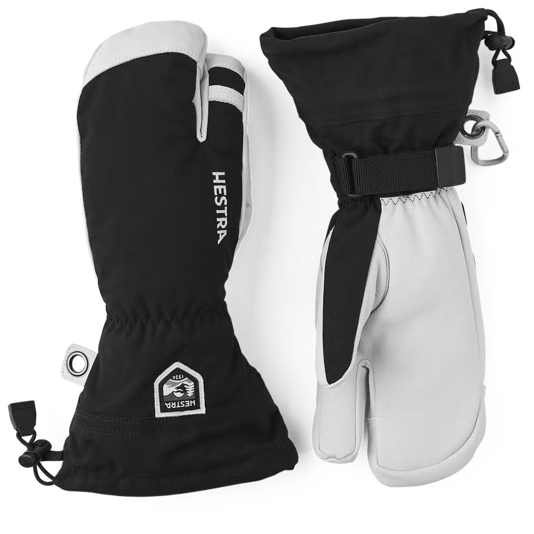 Hestra Men's Leather Heli 3-Finger Mitt Black – Comor - Go Play Outside